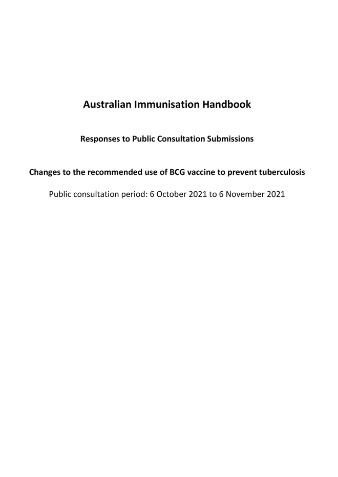 Changes to the recommended use of BCG vaccine to prevent tuberculosis ...