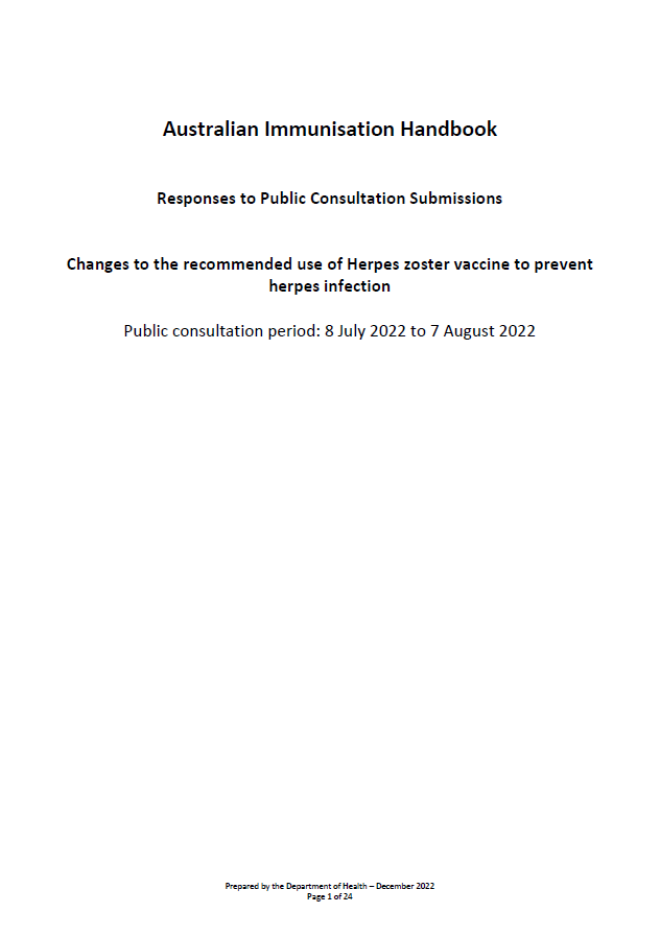 Changes to the recommended use of Herpes zoster vaccine to prevent ...